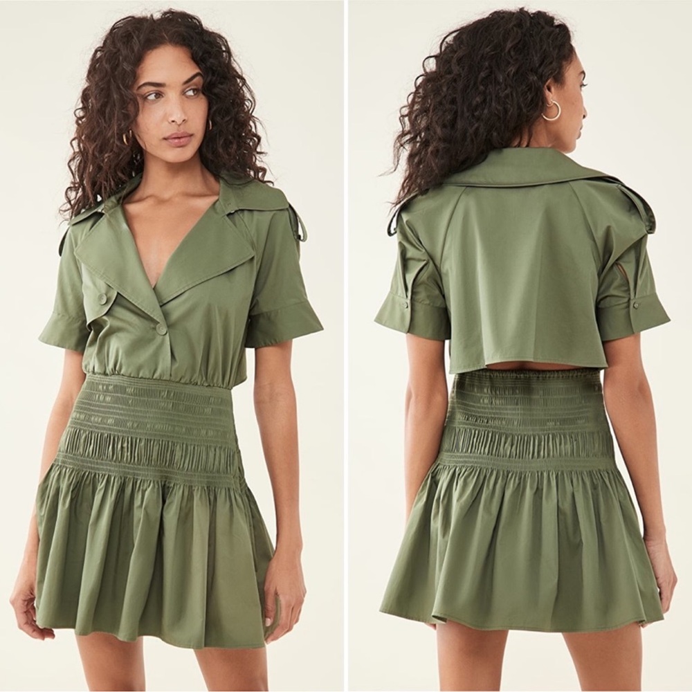 Self-Portrait Trench Mini Dress Khaki Olive Green Dre… - Gem